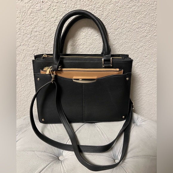 Ann Taylor | Bags | Ann Taylor Pochette Satchel Handbag Black Faux ...